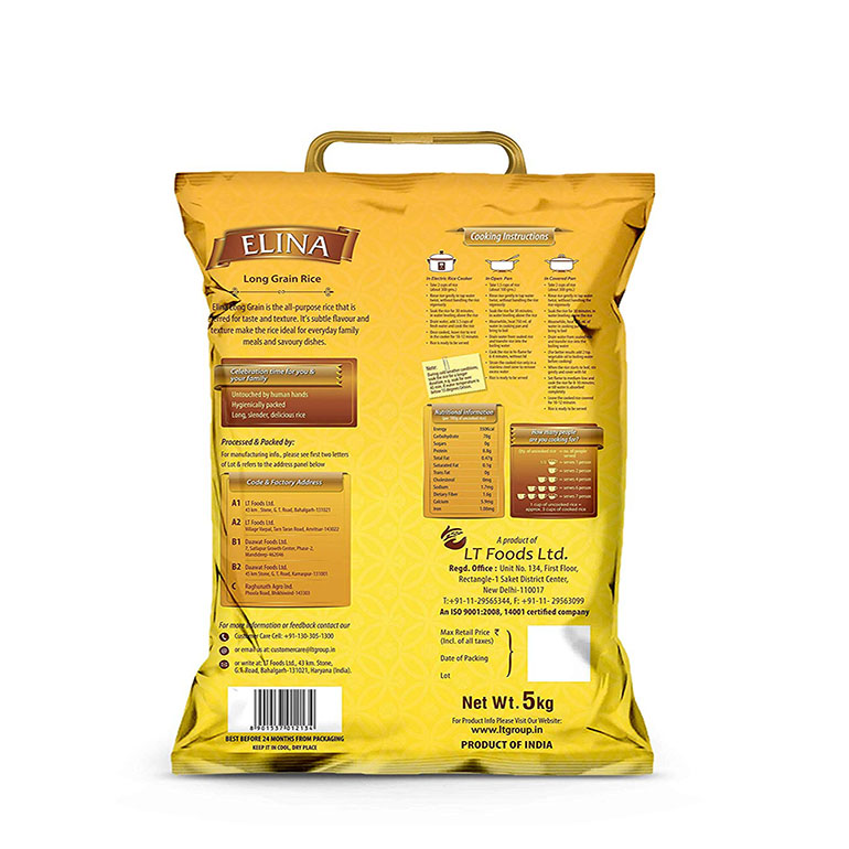 Elina Rice, Long Grain, 5kg – Shaista's Mini-Mart